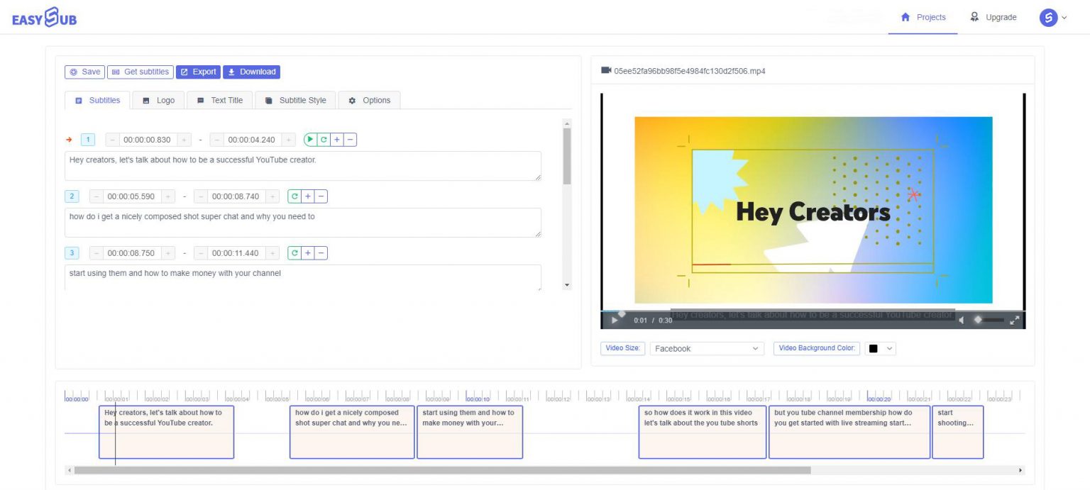 如何下载自动生成的字幕？ - EASYSUB